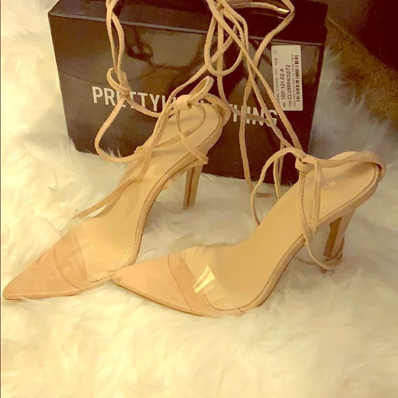 PrettyLittleThing | Shoes | Clear And Nude Plt Heels | Poshmark